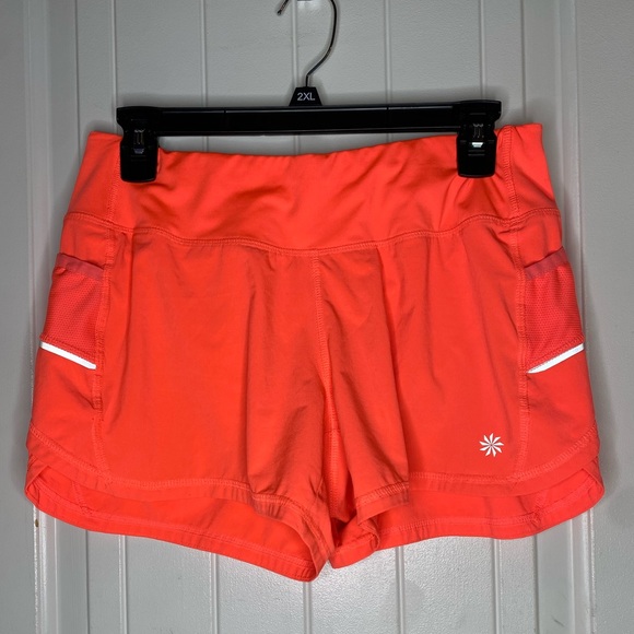 Athleta | Shorts | Athleta Ready Set Go Bright Orange Lined Shorts In A ...